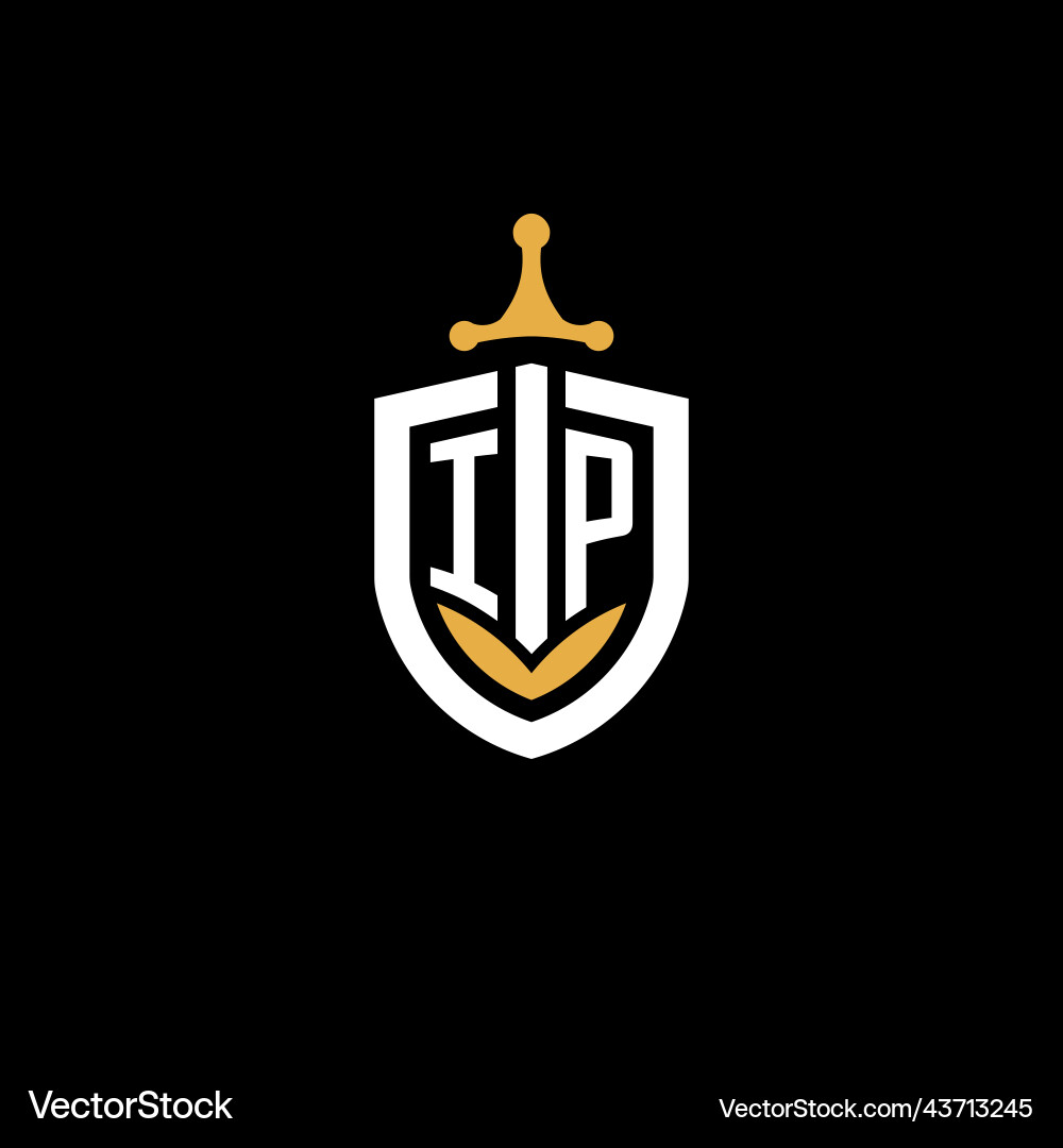 Creative letter ip logo gaming esport with shield Vector Image