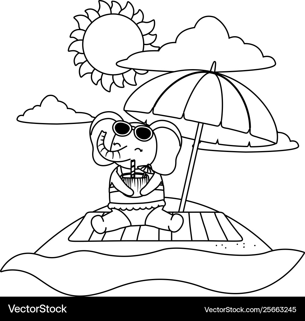 Cute animal enjoying summer vacations Royalty Free Vector