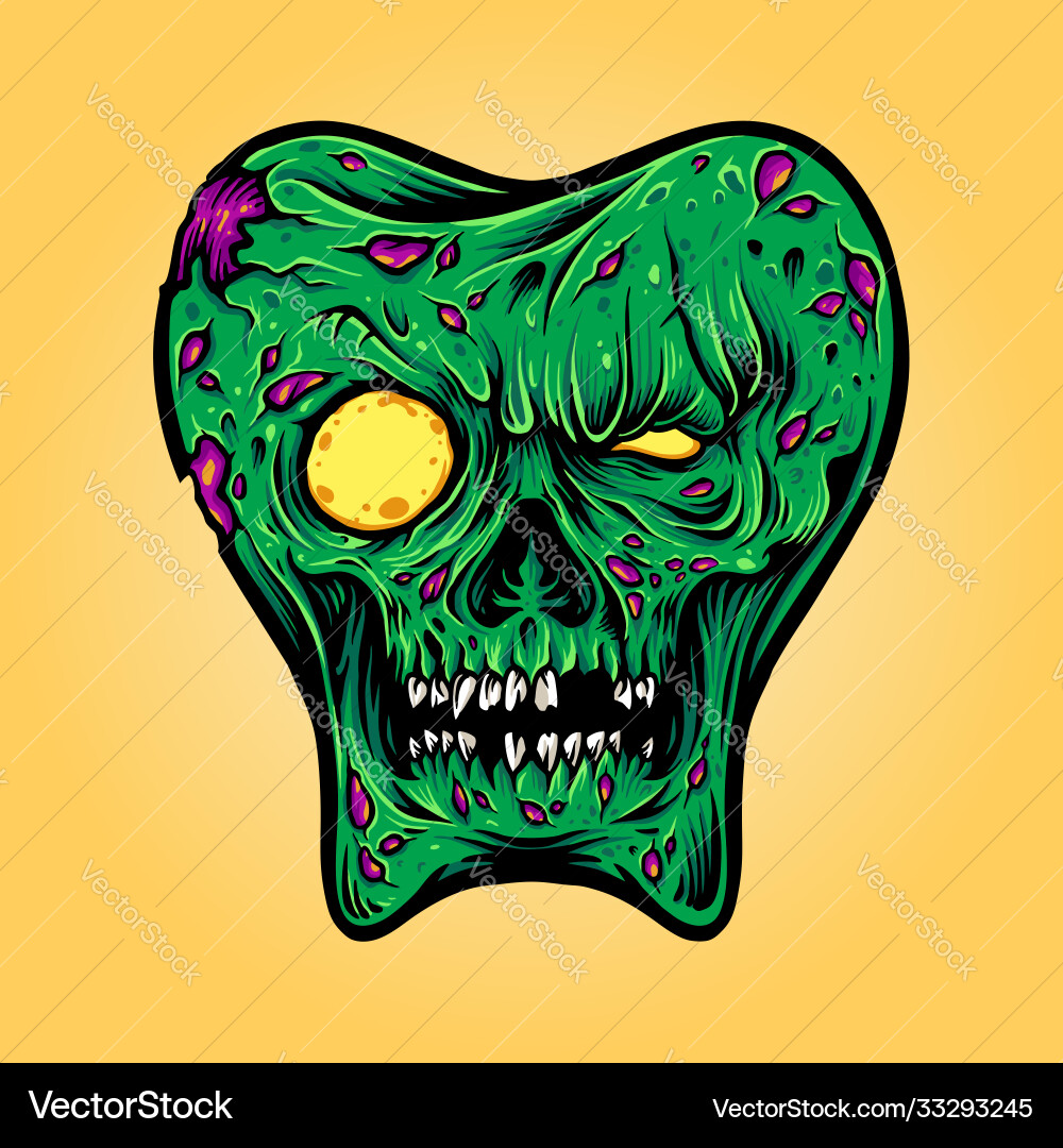 Dental teeth zombie halloween Royalty Free Vector Image