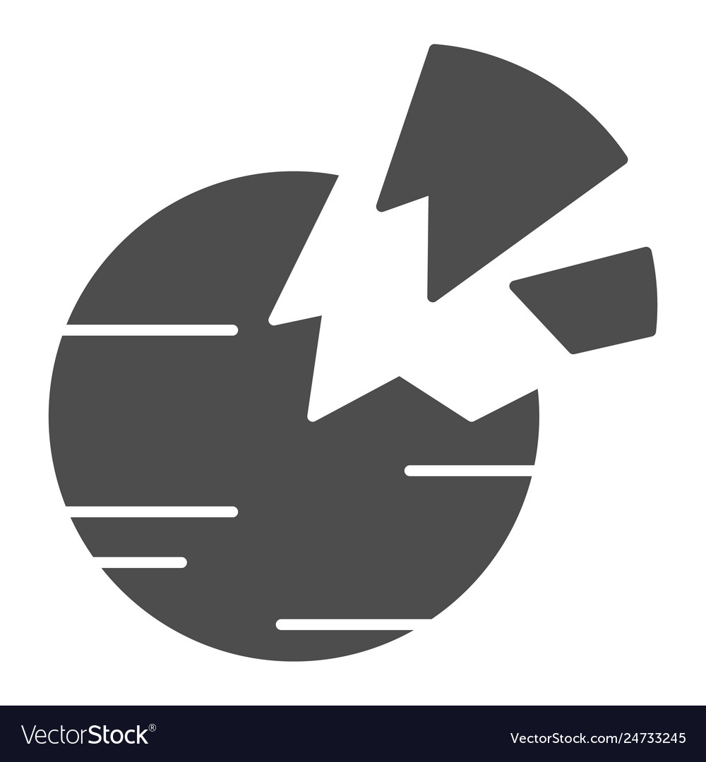 Destroyed planet solid icon broken Royalty Free Vector Image
