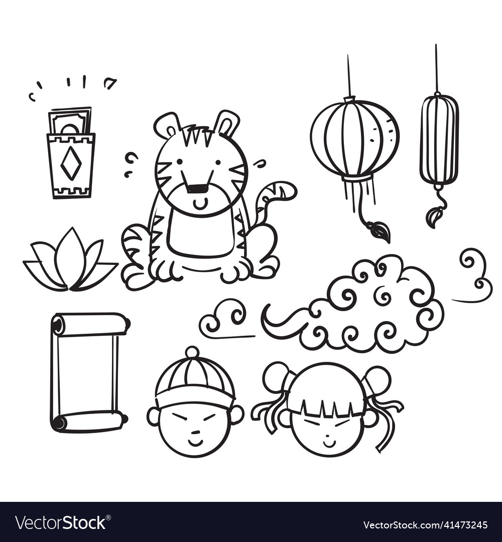 Hand drawn doodle chinese lunar new year element Vector Image
