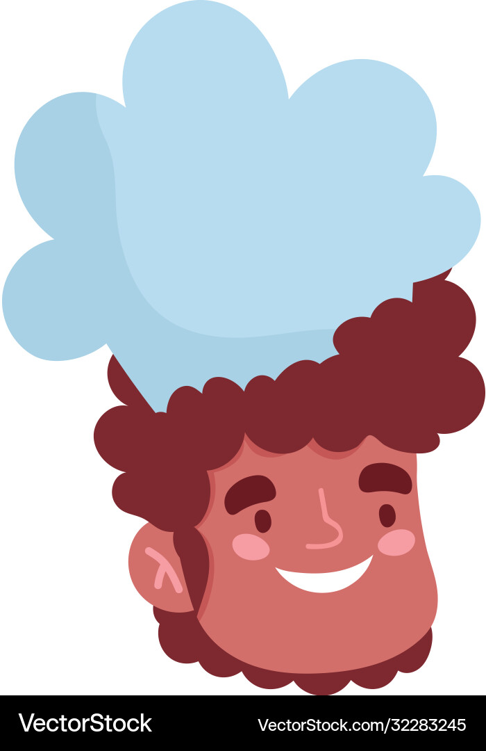 Male chef face character with hat isolated design Vector Image