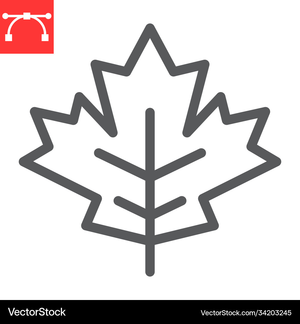 Maple leaf line icon thanksgiving and nature Vector Image