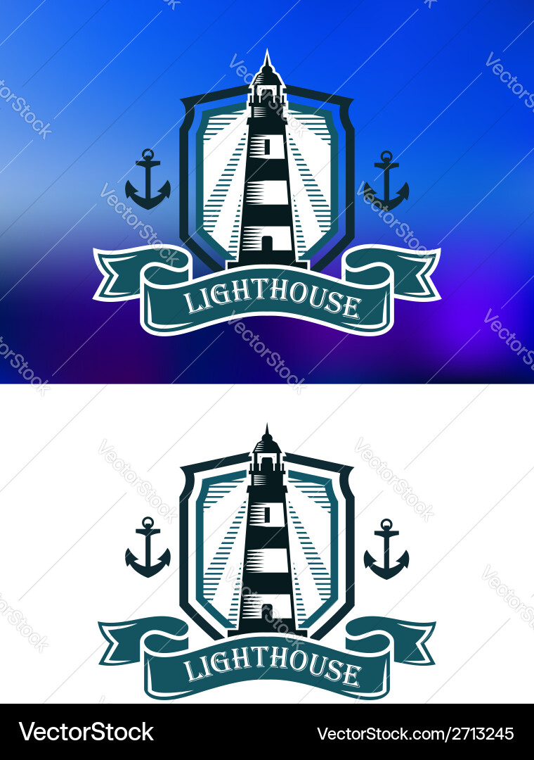 Marine banner with lighthouse and anchor Vector Image