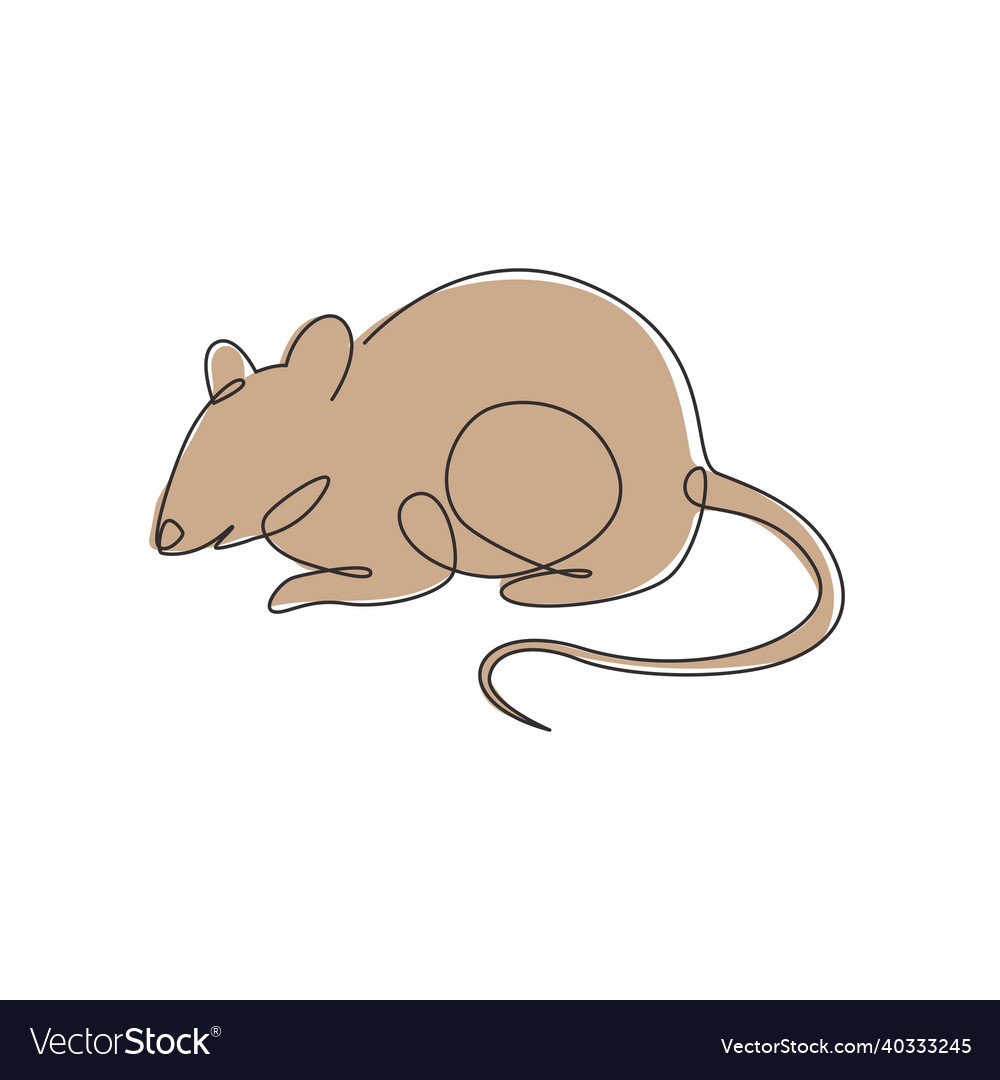 One continuous line drawing of cute adorable Vector Image