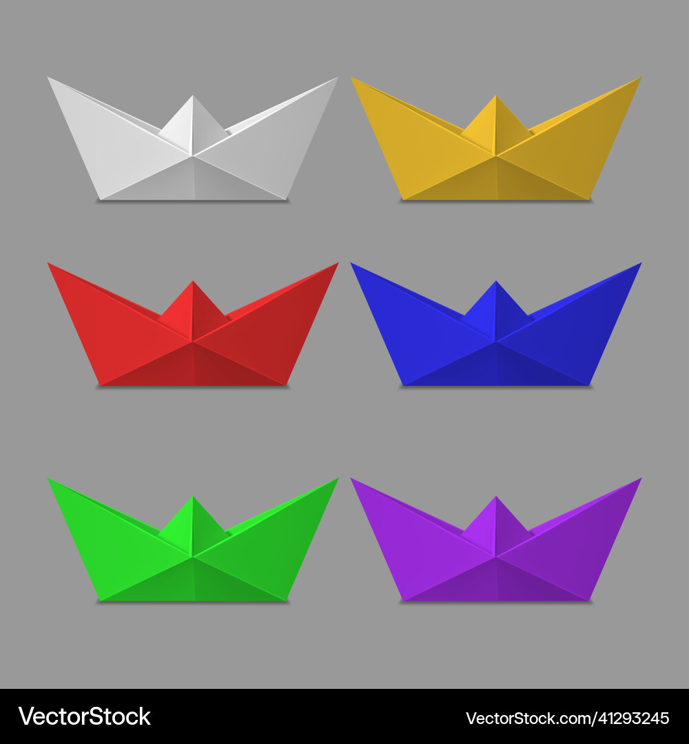 Realistic detailed 3d different color folded paper