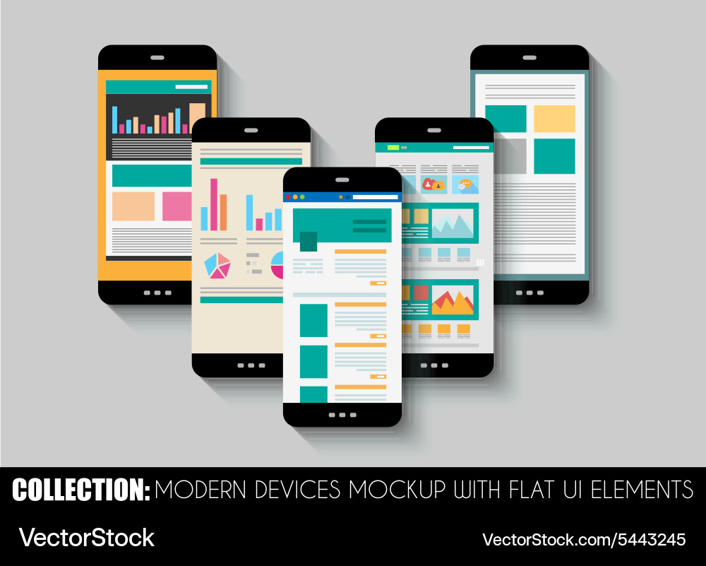 Set of touch screens mockup Royalty Free Vector Image