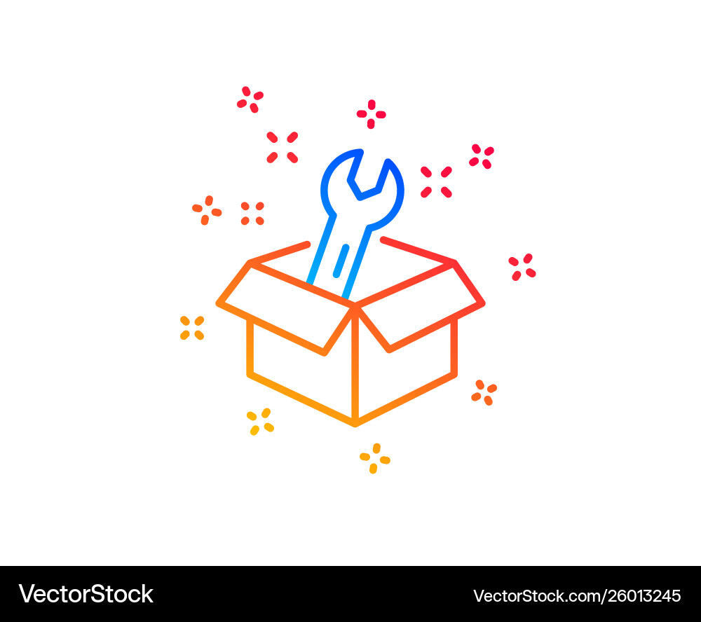 Spanner tool line icon repair service box sign Vector Image