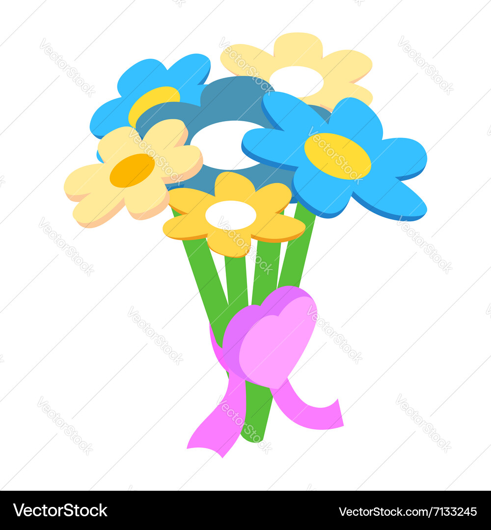 Valentine day flower isometric 3d icon Royalty Free Vector