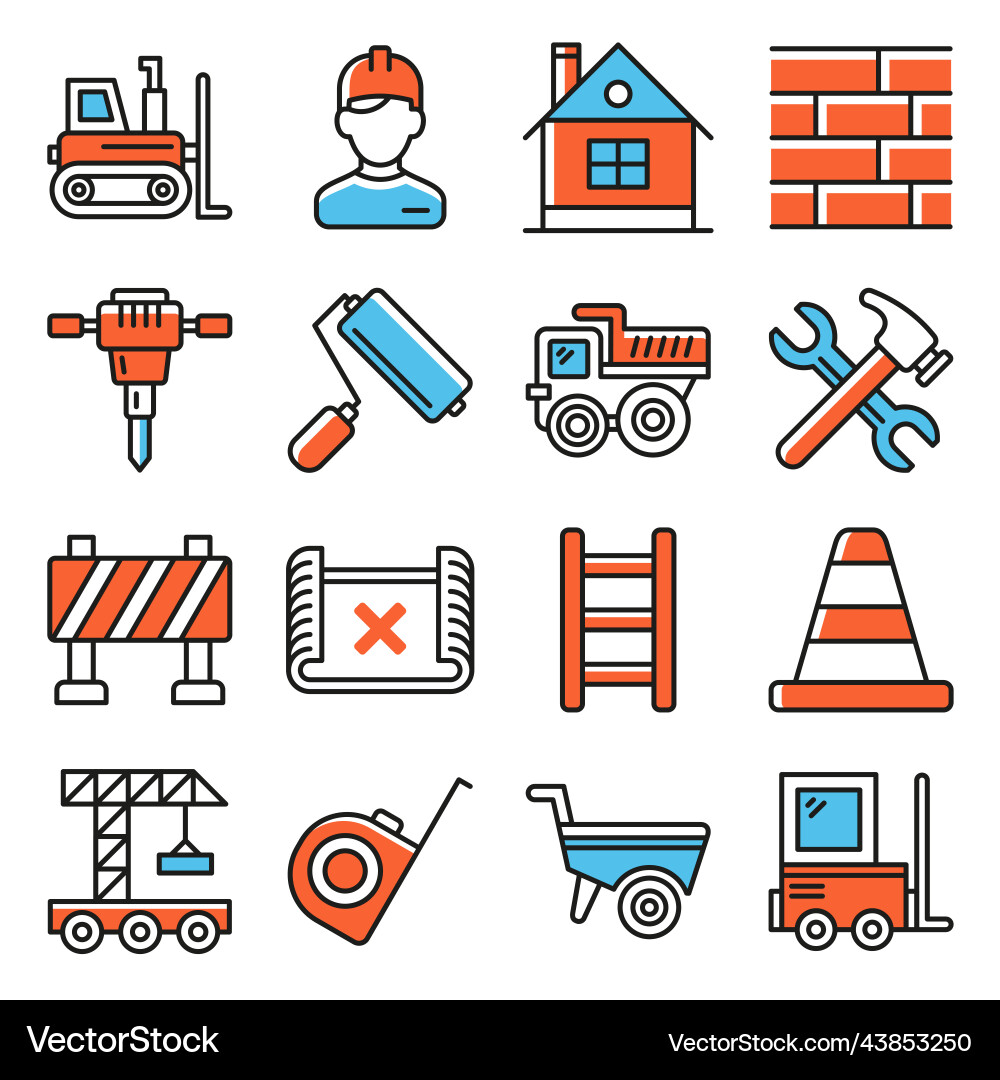 Building and construction icons set on white Vector Image