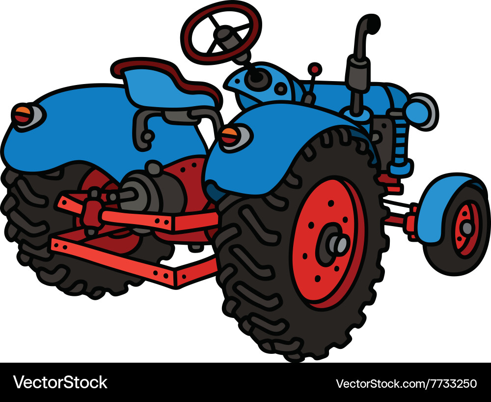 Classic blue tractor Royalty Free Vector Image