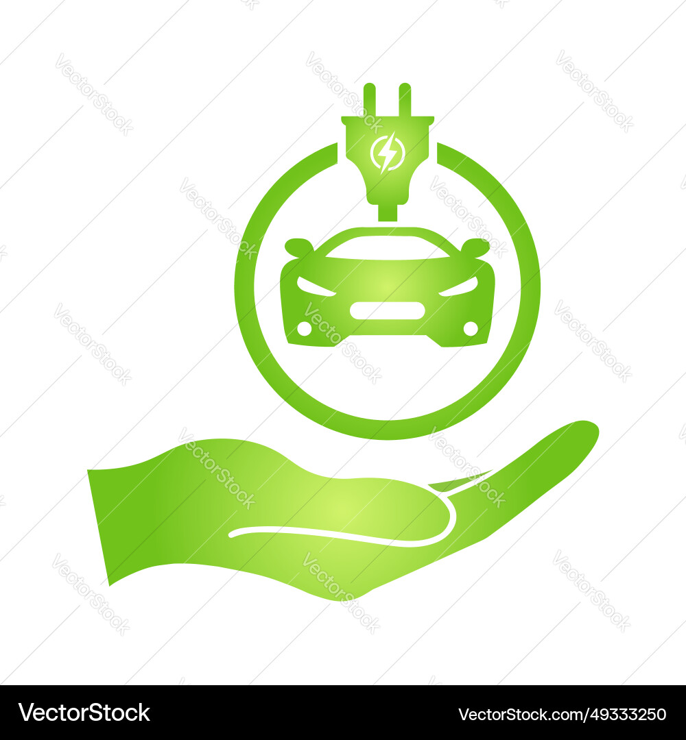 Eco hand with electrocar icon zero emission Vector Image
