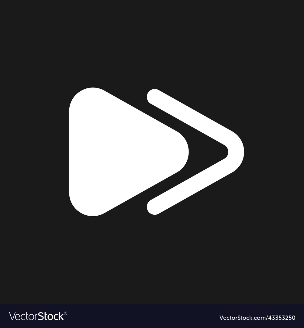 Fast forward button dark mode glyph ui icon Vector Image