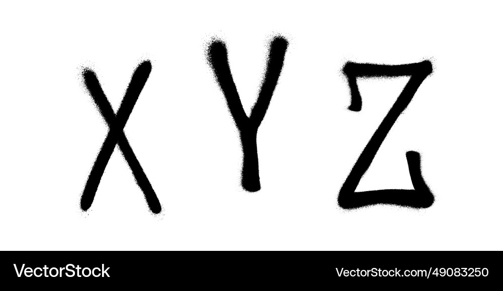 Graffiti spray font alphabet with a in black Vector Image