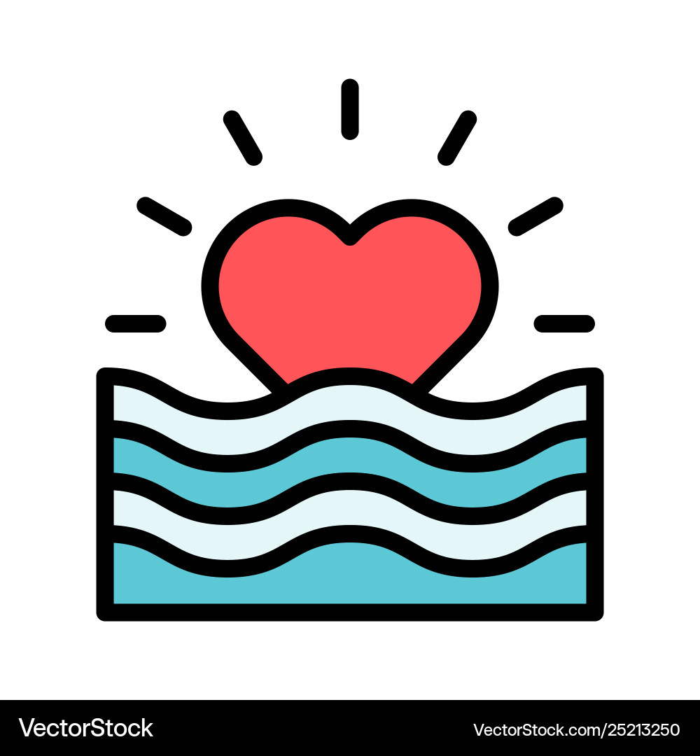 Heart and wave valentine love related filled Vector Image
