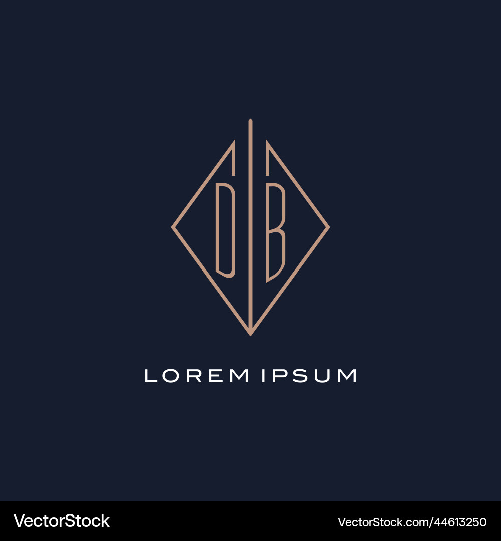 Monogram db logo with diamond rhombus style Vector Image