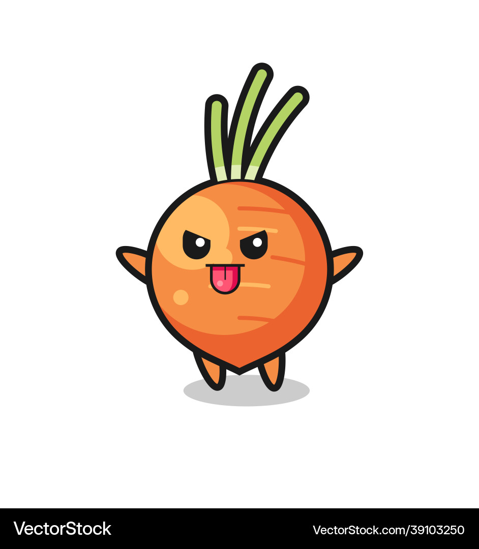 Naughty carrot character in mocking pose Vector Image