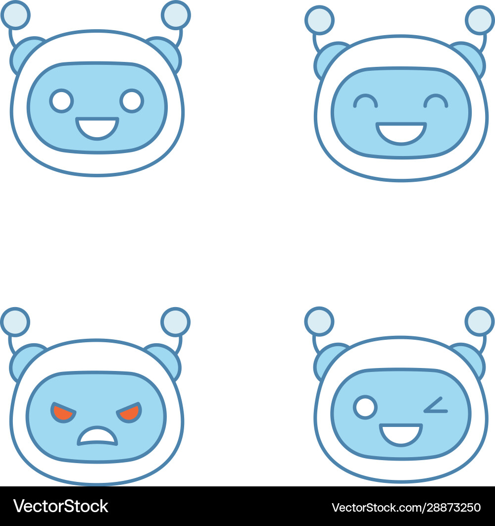 Robot emojis color icons set Royalty Free Vector Image