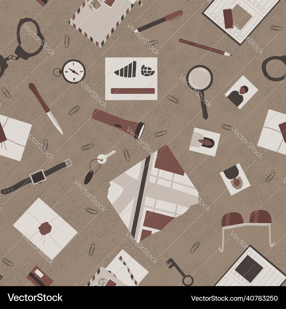 Seamless pattern on the theme of a detective Vector Image