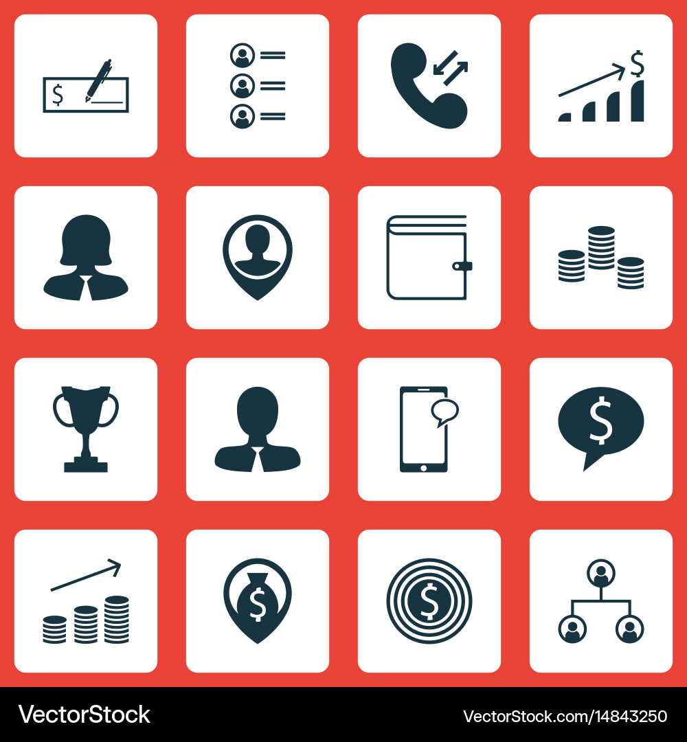 Set of 16 human resources icons includes Vector Image