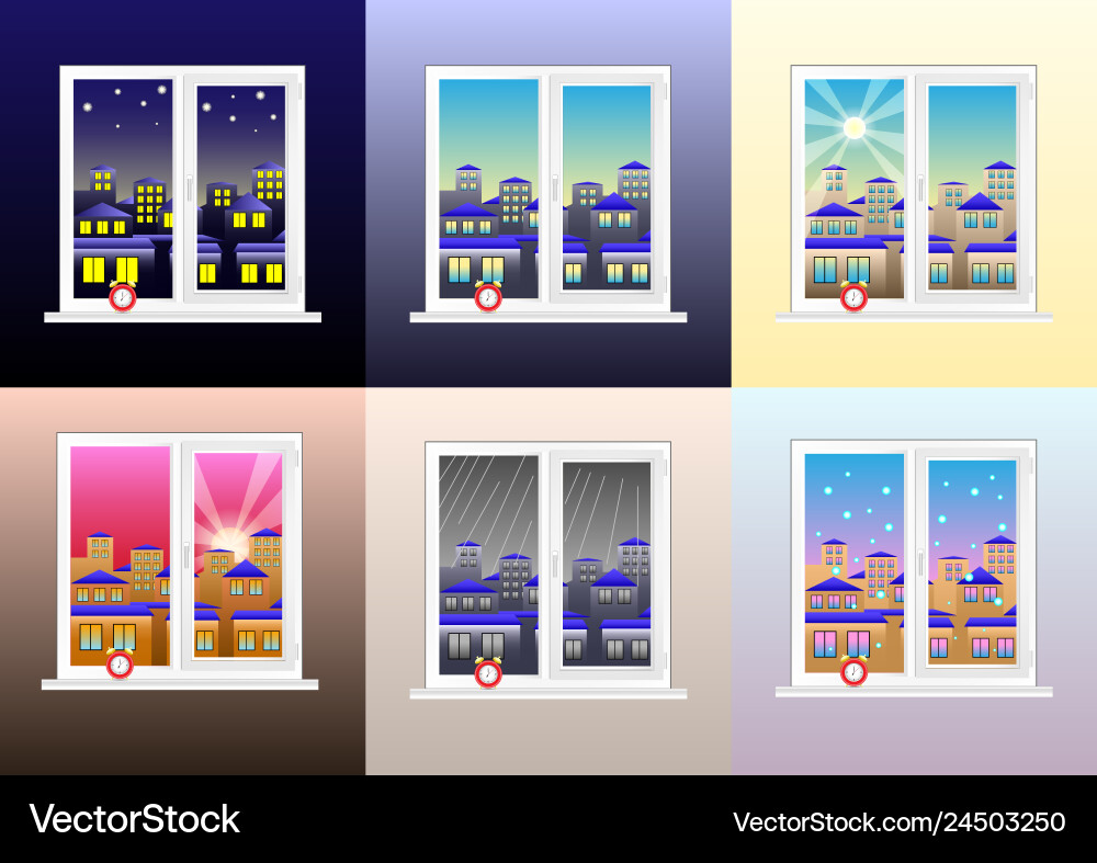 Set of different views from the window Royalty Free Vector