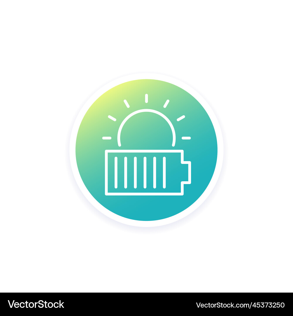 Solar energy battery line icon with sun Royalty Free Vector