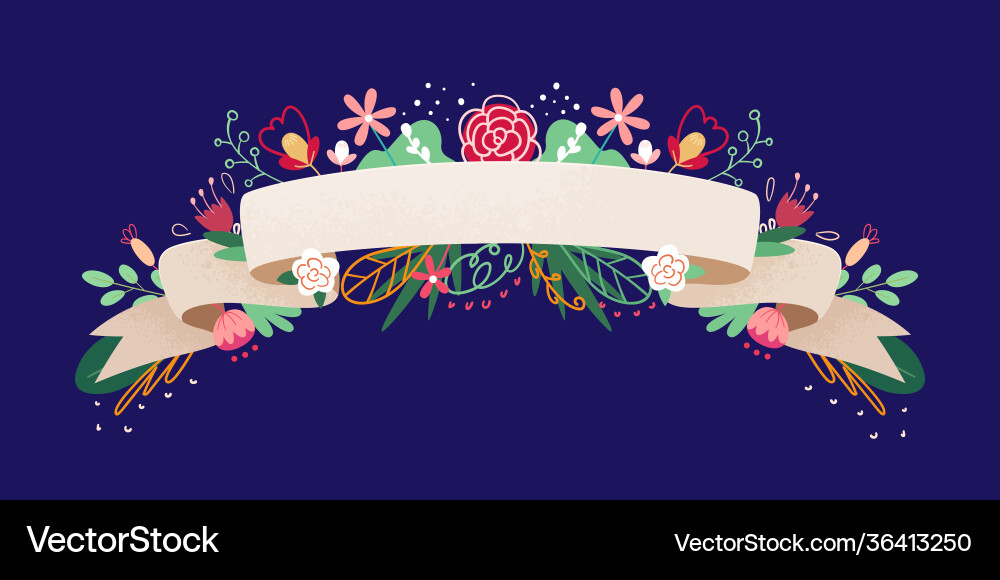 Spring greeting card template with ribbon for text