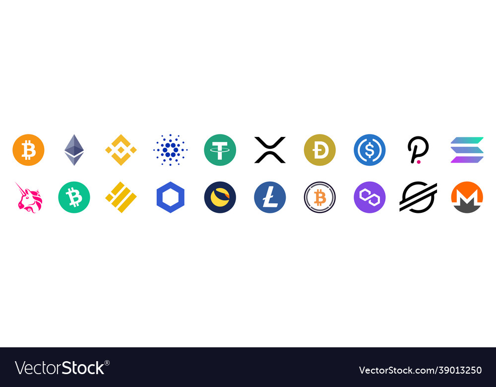 Top cryptocurrency logos Royalty Free Vector Image