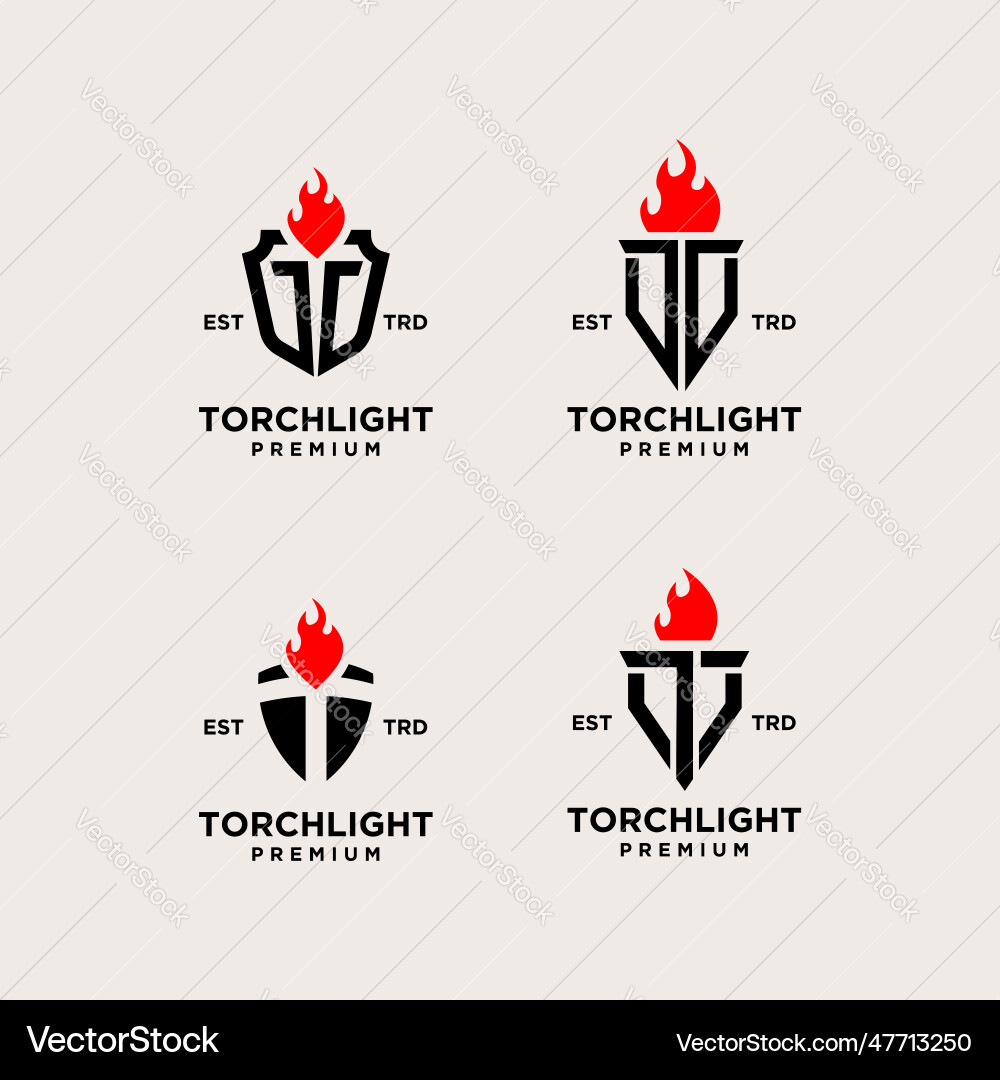Torch letter t set logo icon design Royalty Free Vector