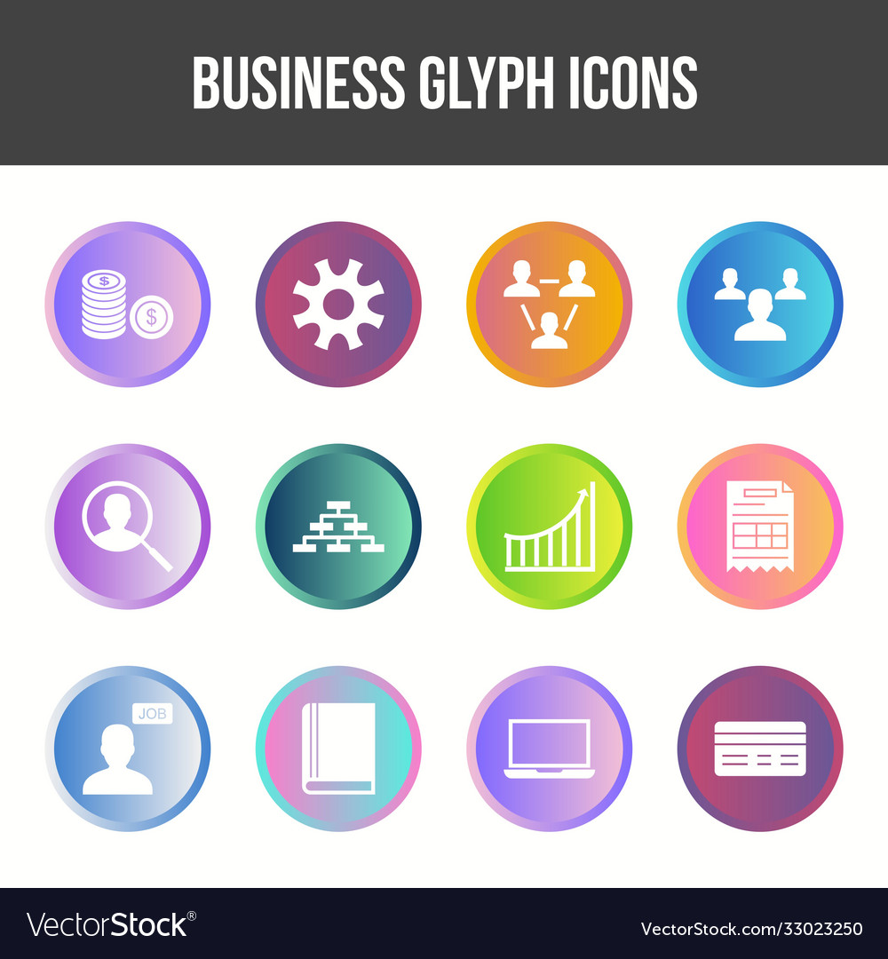 Unique business glyph icon set Royalty Free Vector Image