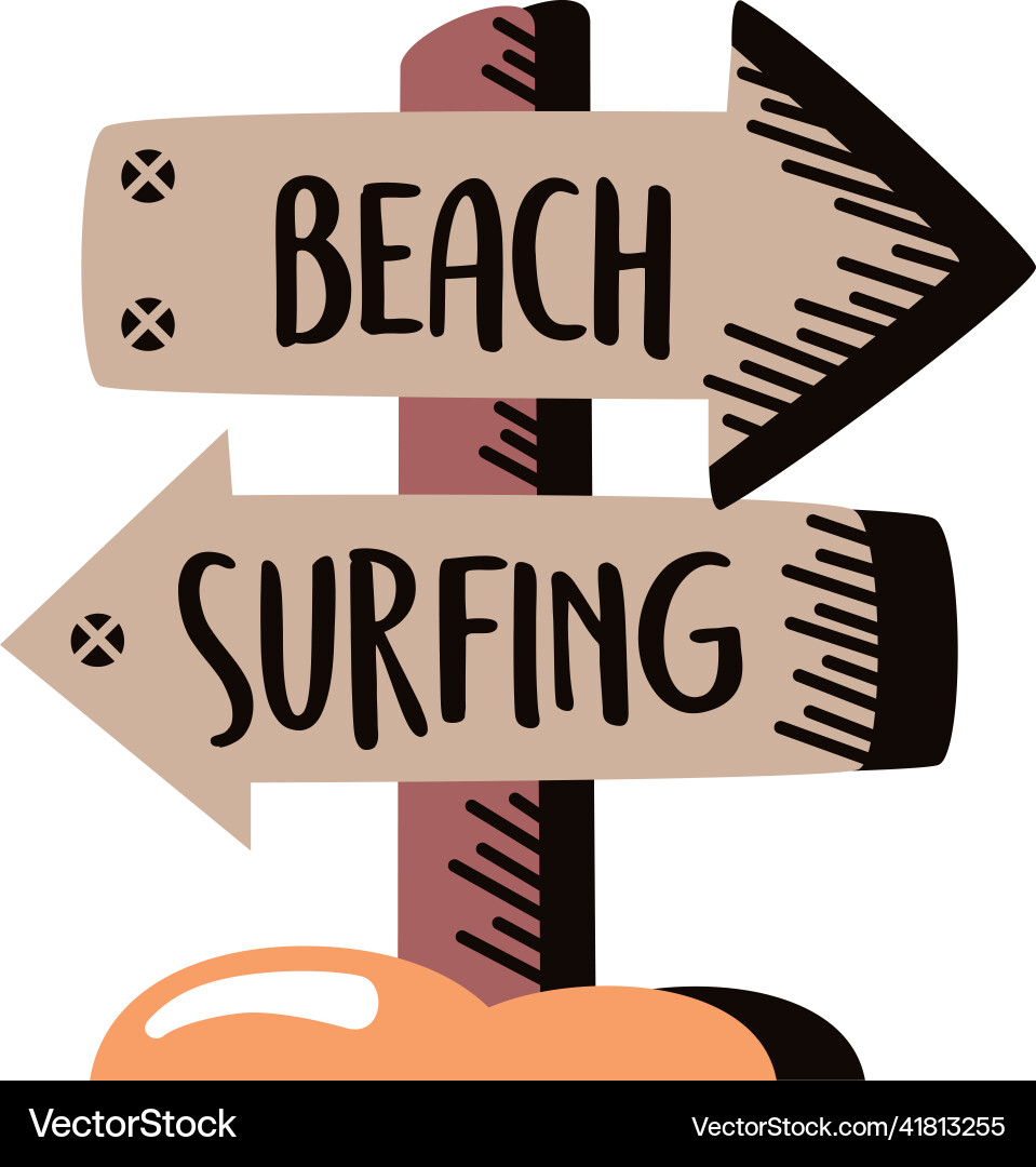 Beach surfing arrows signal Royalty Free Vector Image