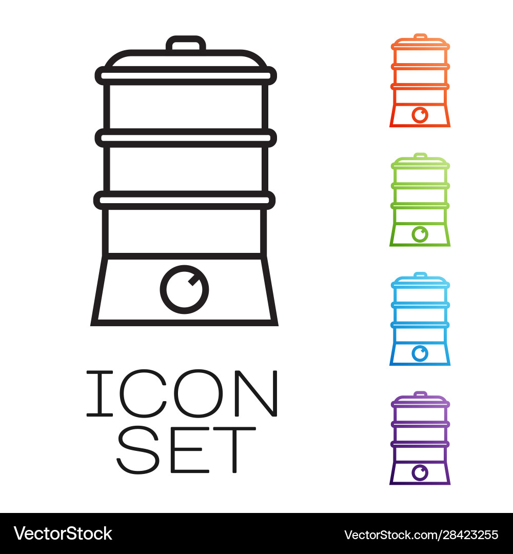 Black line double boiler icon isolated on white Vector Image