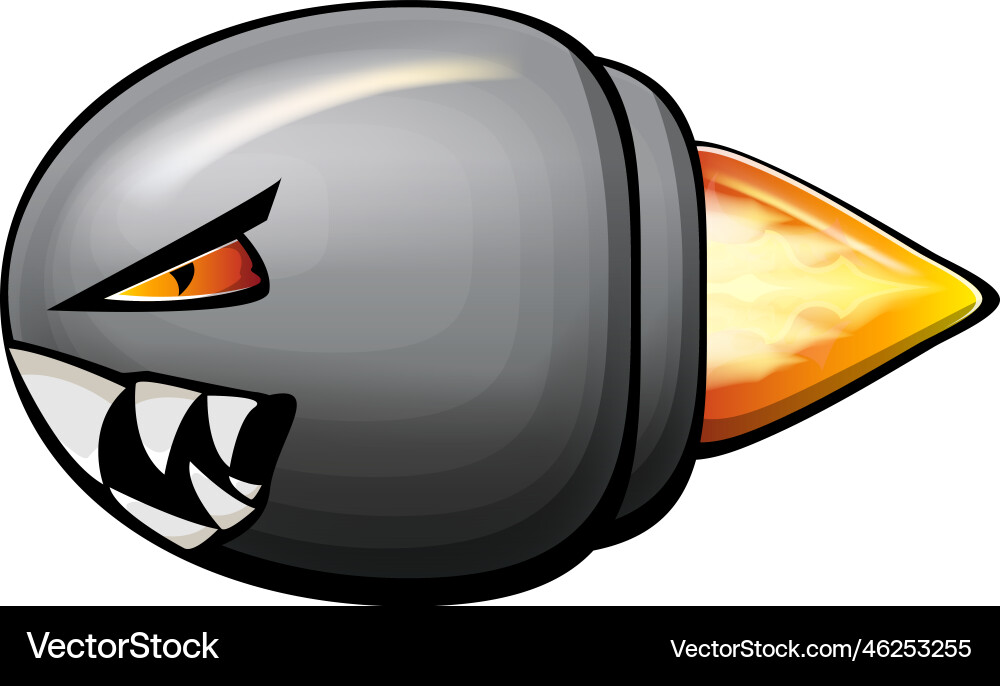 Cartoon gun bullet with fire bullet trail Vector Image