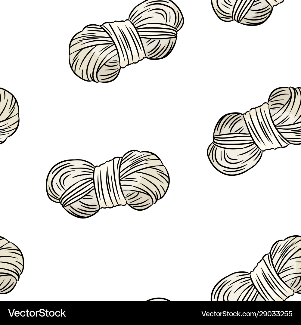 Cotton yarn comic style doodles top view seamless Vector Image