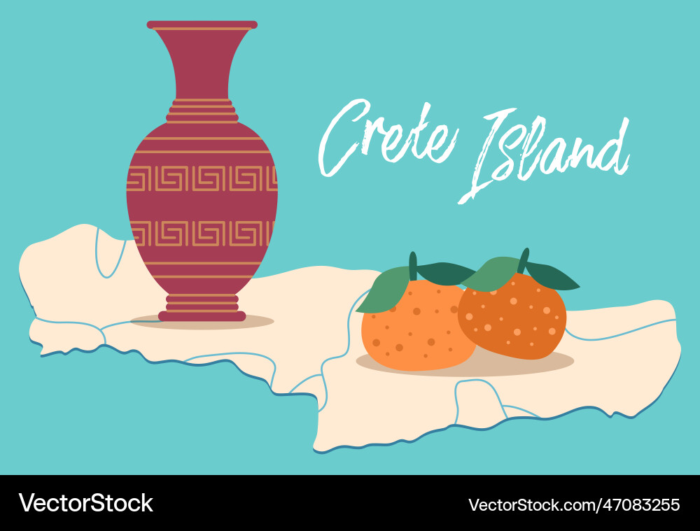 Crete island travel map Royalty Free Vector Image