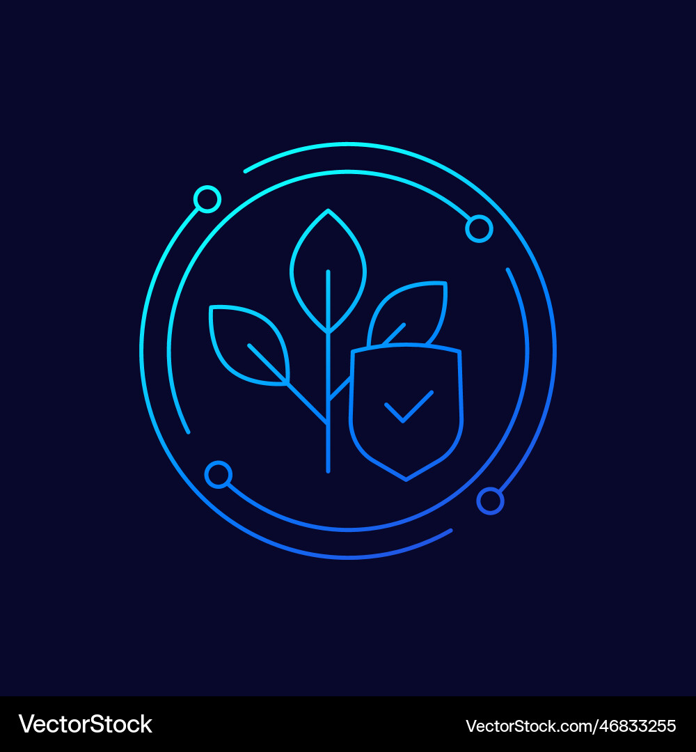 Crop protection line icon with a plant Royalty Free Vector