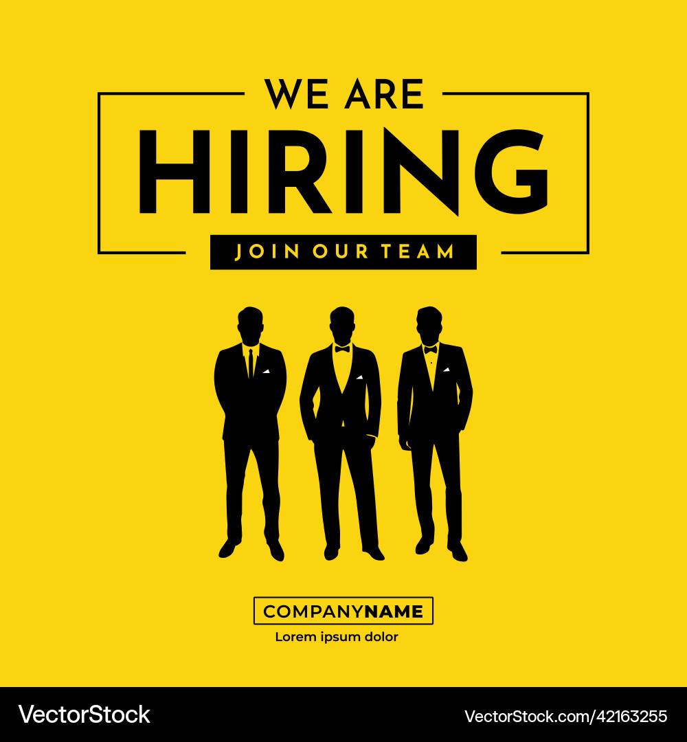 Flat design job vacancy background we are hiring Vector Image