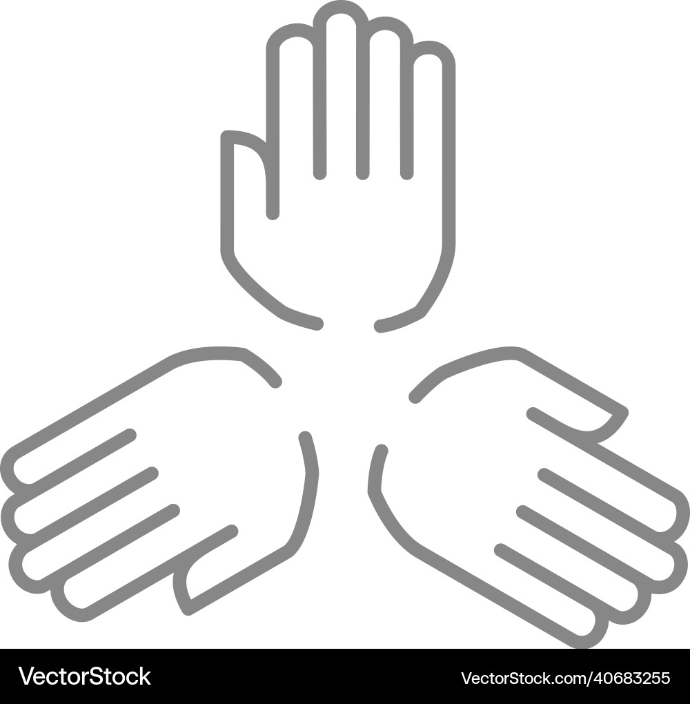 Hands of circle line icon partnership support Vector Image
