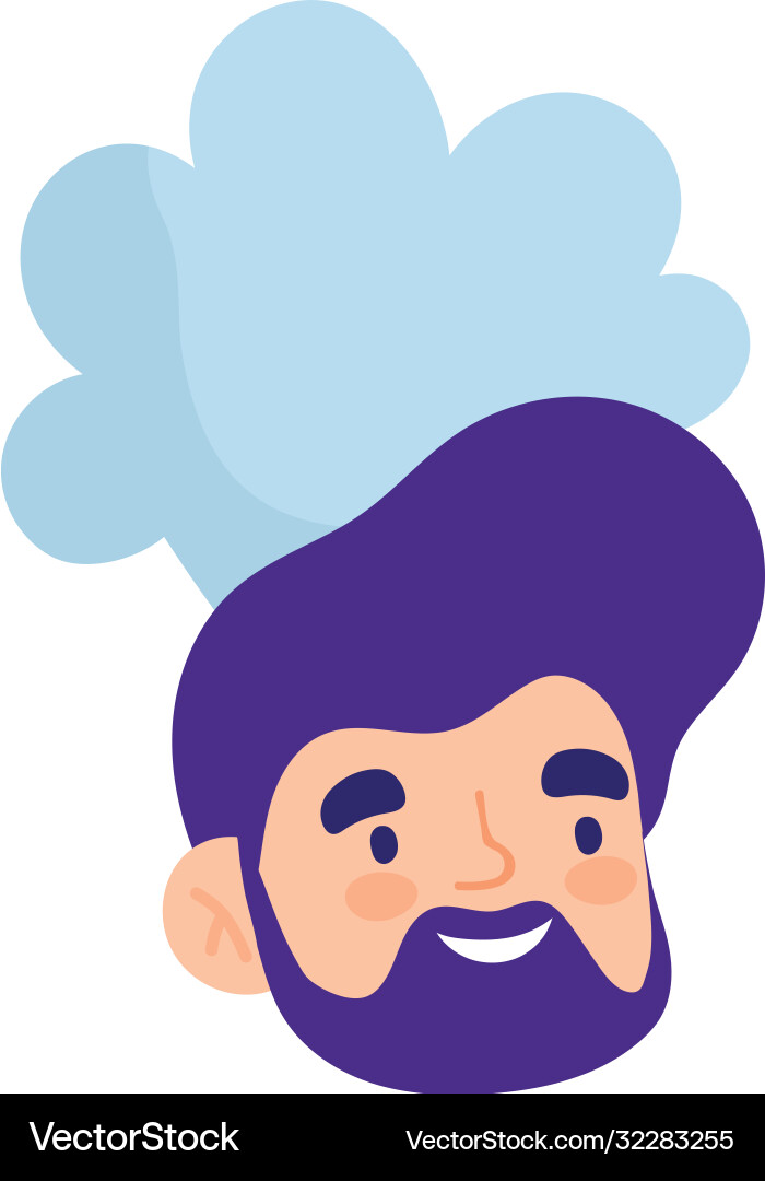 Male chef face character with hat isolated design Vector Image