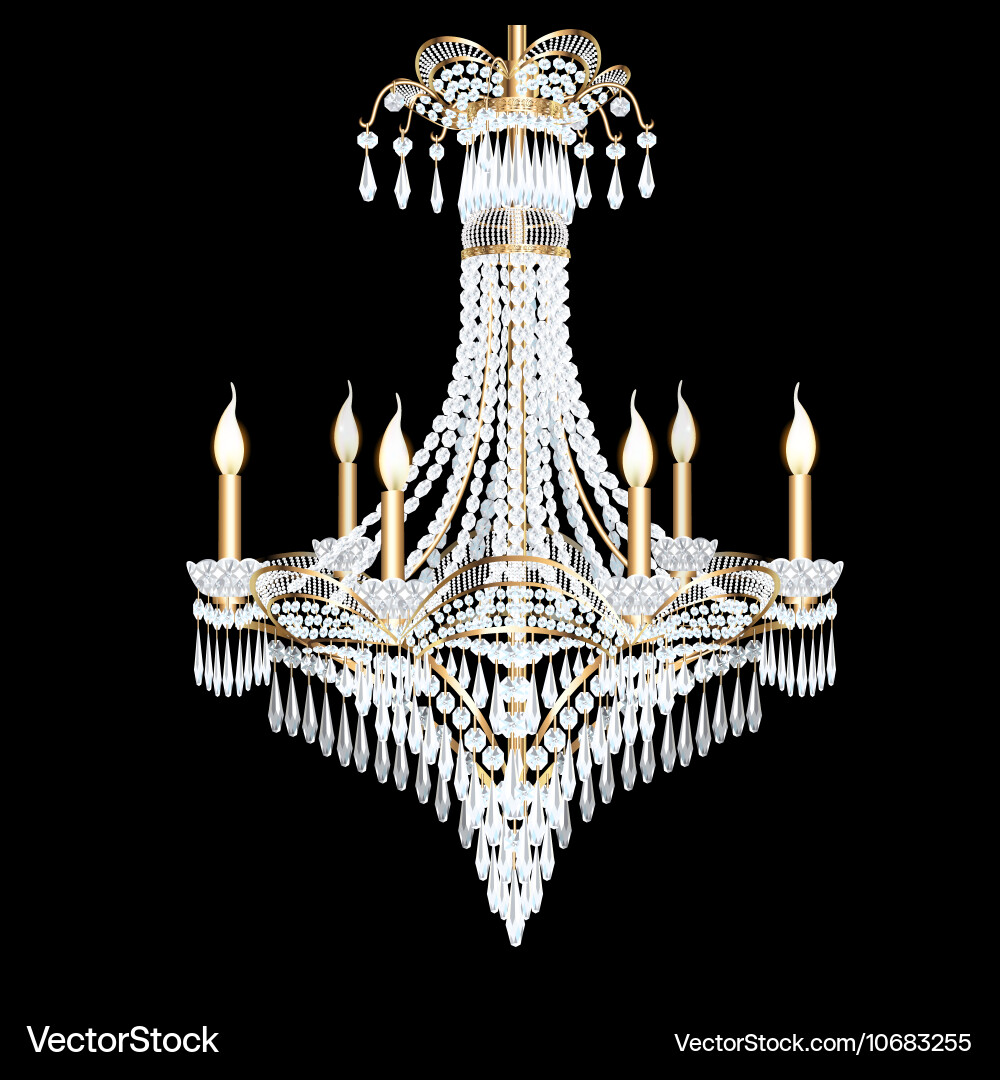 Modern chandelier with crystal pendants Royalty Free Vector