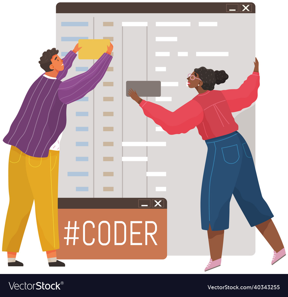 Programmer engineering and coding set Royalty Free Vector