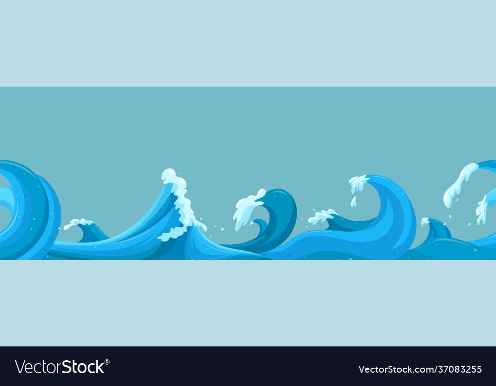 Seascape seamless horizontal pattern with waves Vector Image