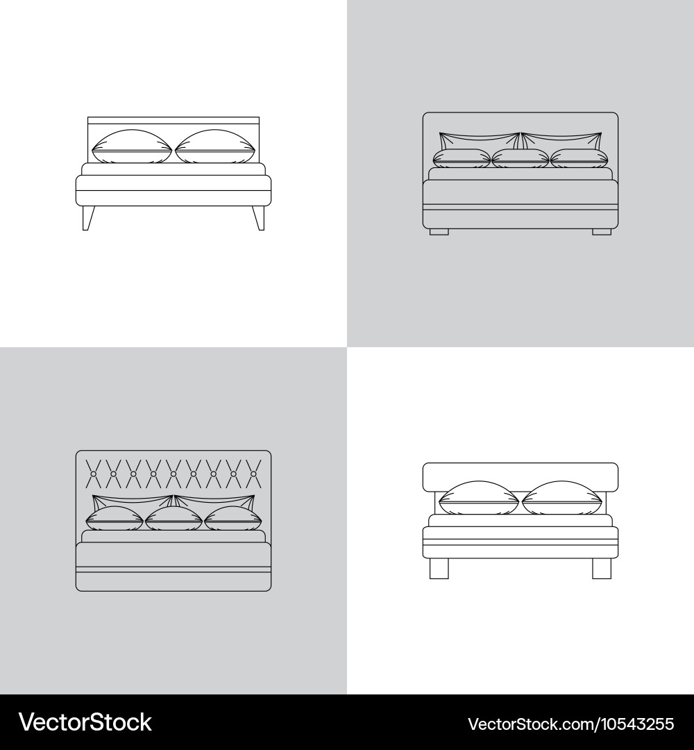 Set bed outline Royalty Free Vector Image - VectorStock