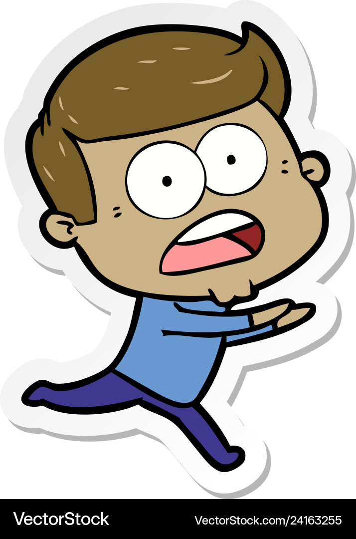 Sticker a cartoon shocked man Royalty Free Vector Image