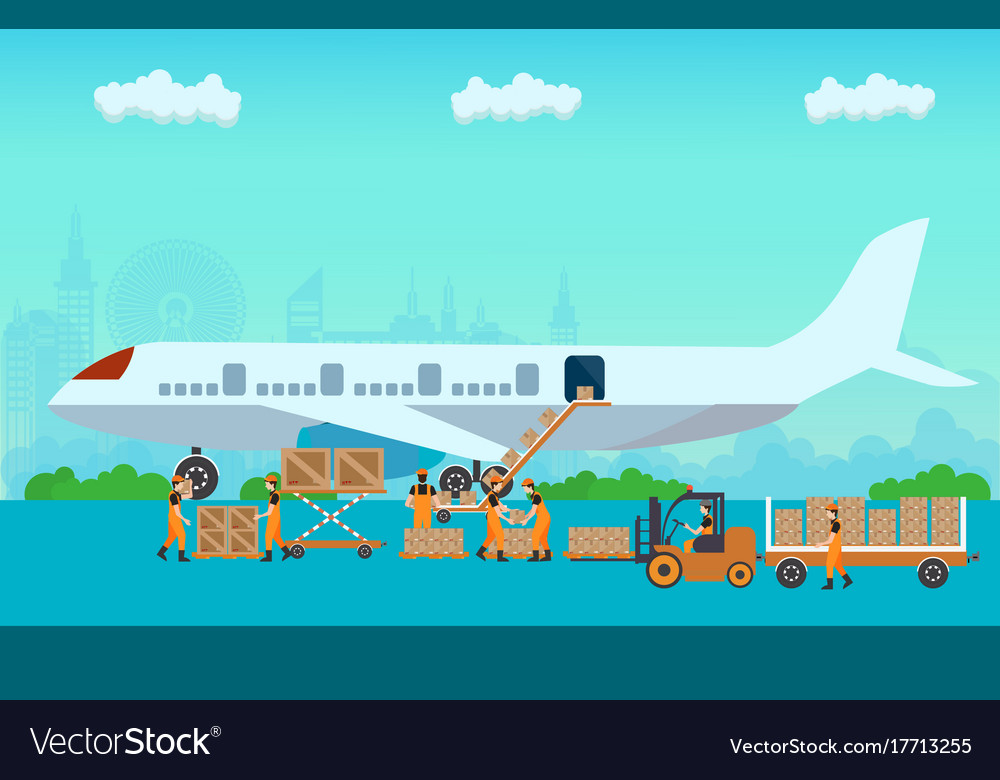 Workers working to loading boxes Royalty Free Vector Image