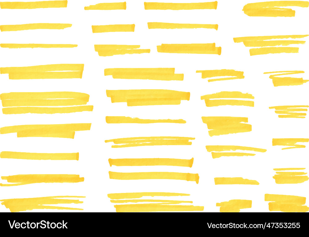 Yellow highlight marker lines highlighters pen Vector Image