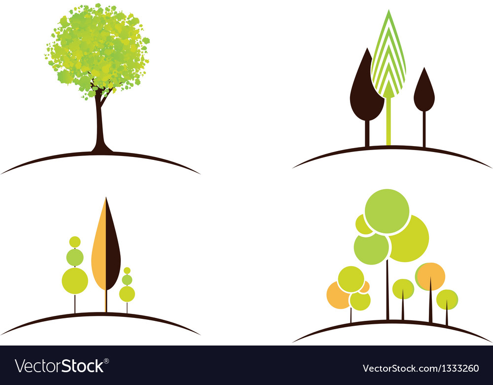 Abstract tree design collection Royalty Free Vector Image