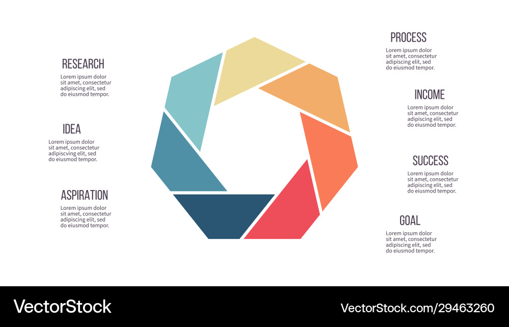 Business infographics heptagon chart with 7 steps Vector Image
