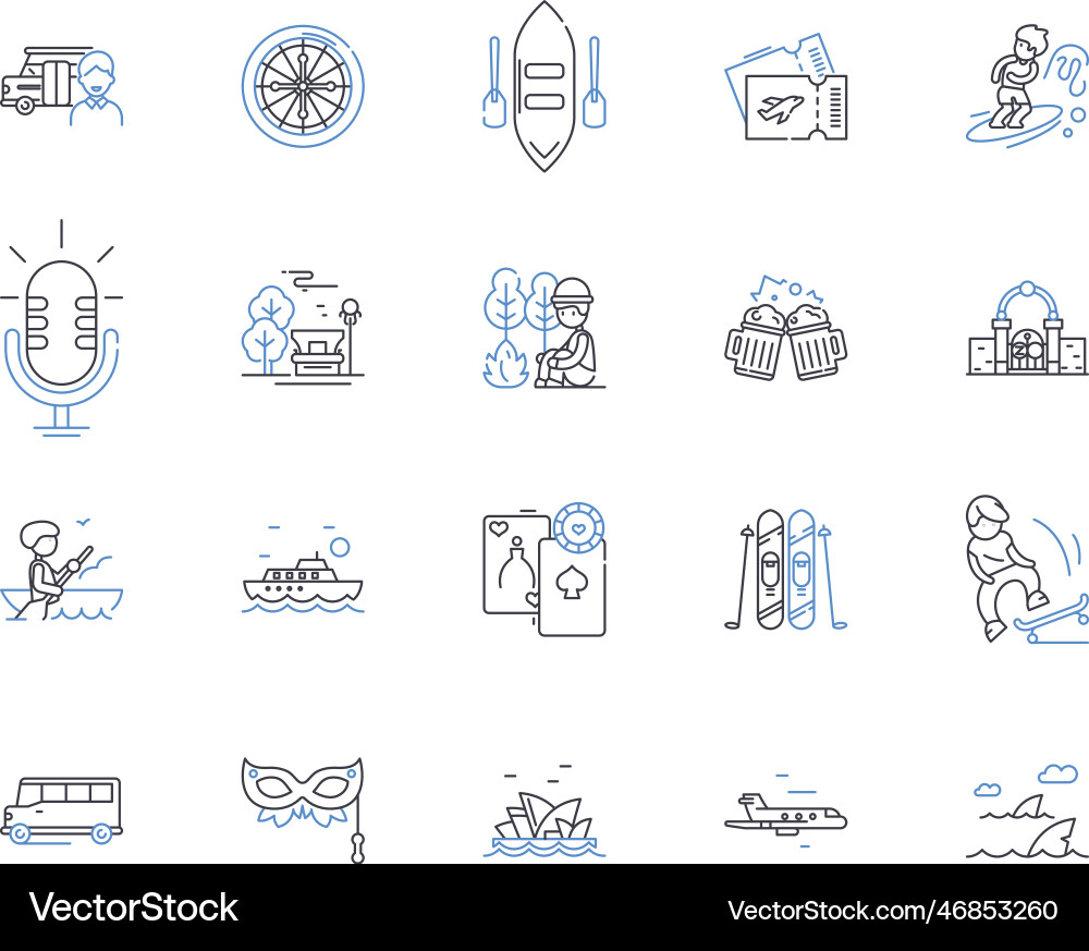 Departure line icons collection farewell exit Vector Image