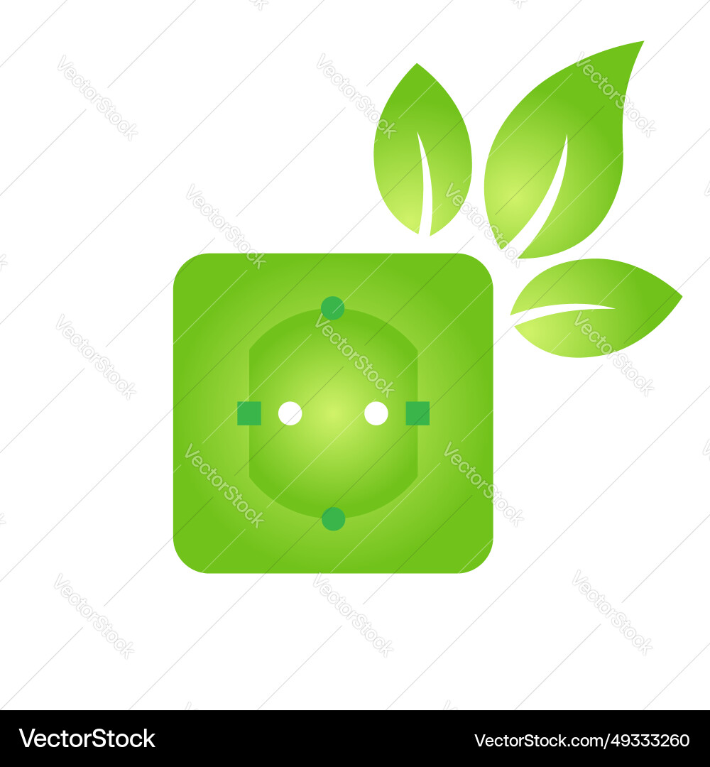 Eco socket plug charging icon bio nature green Vector Image